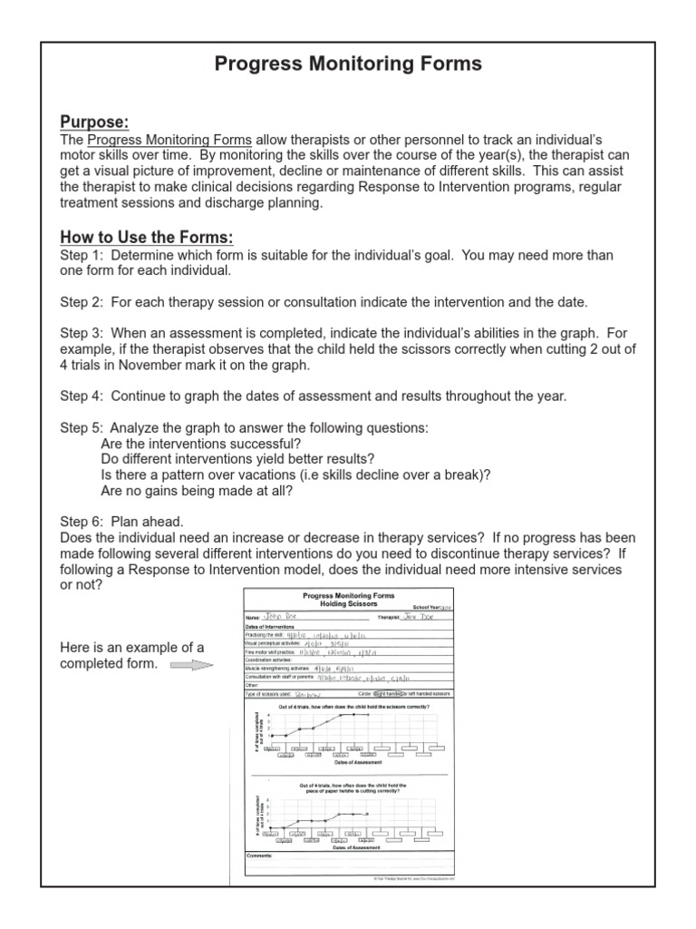 Progress Monitoring Forms Fine Motor Freebie | PDF | Therapy | Clinical ... Progress Monitoring Forms Fine Motor Freebie | PDF | Therapy | Clinical ...