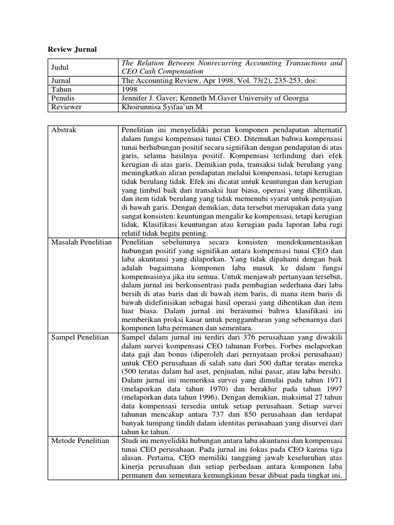 REVIEW JURNAL - The Relation Between Non-Recuring Accounting ...