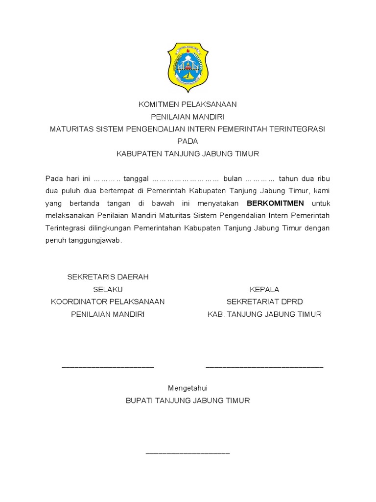 Komitmen Pelaksanaan | PDF