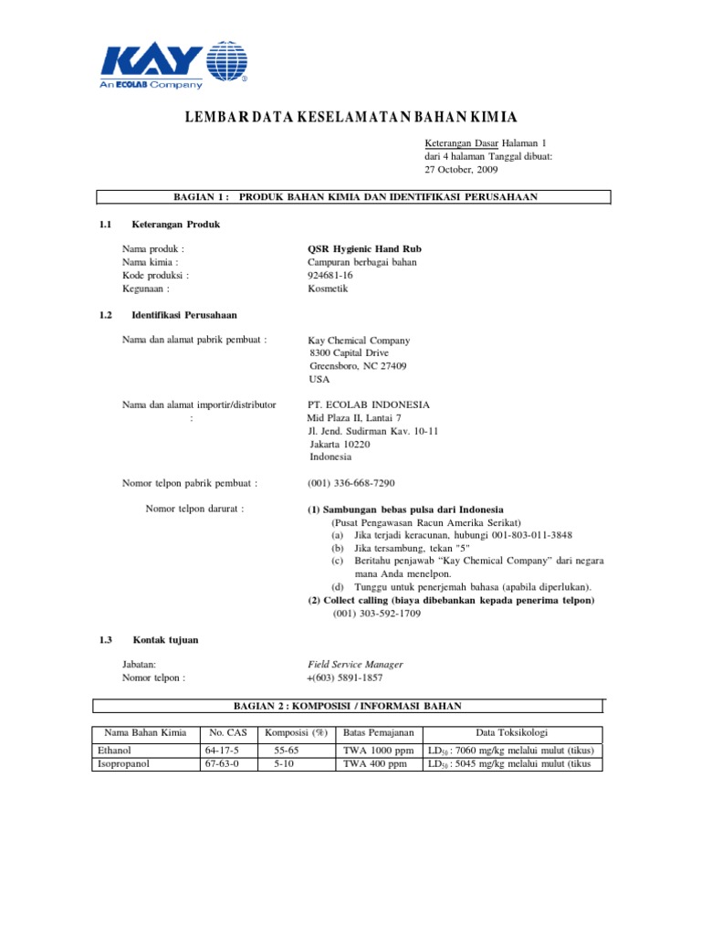 924681_qsr Hygienic Hand Rub_indonesia-A-1-Ind-bindo-qsr Hygienic Hand Rub | PDF