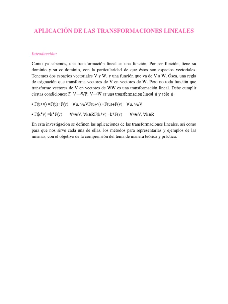 Aplicación de Las Transformaciones Lineales | PDF | Rotación | Espacio vectorial
