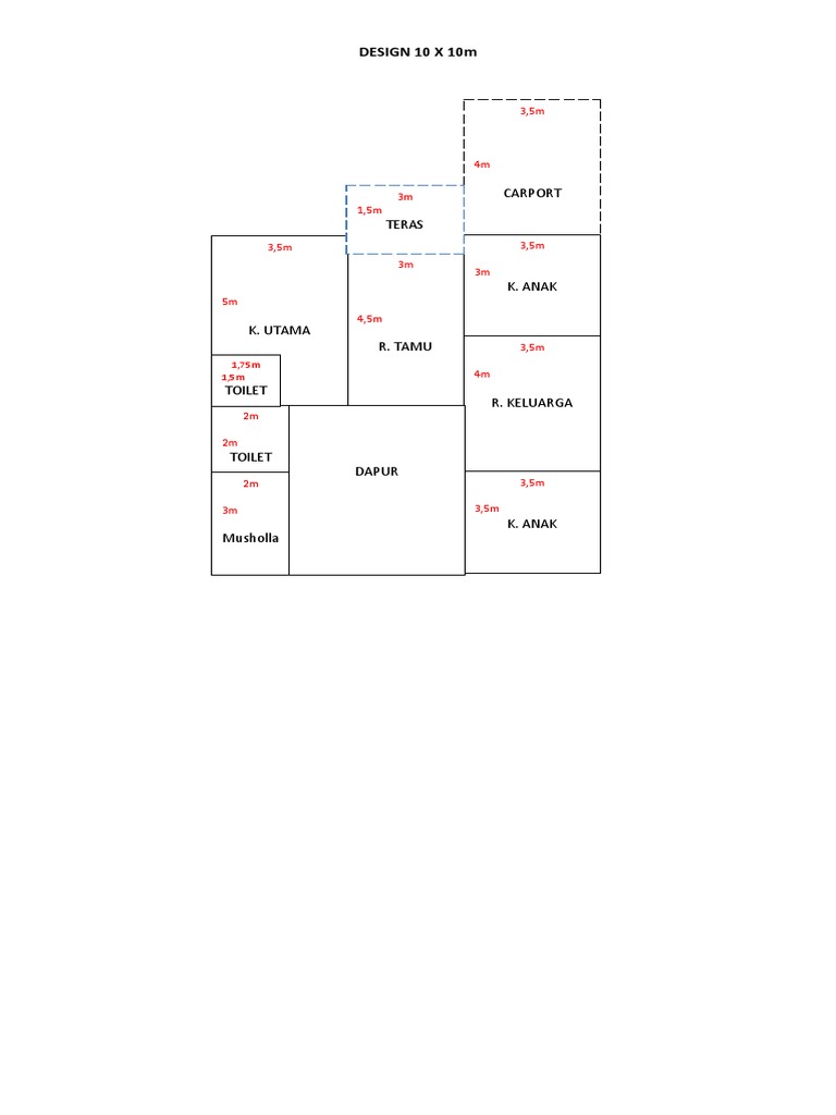 10x10m House Design Layout Plan | PDF