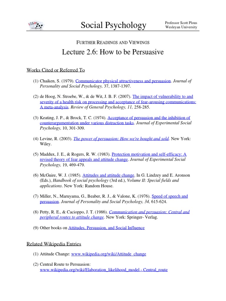 F2.6 Persuasion | PDF | Persuasion | Attitude (Psychology)