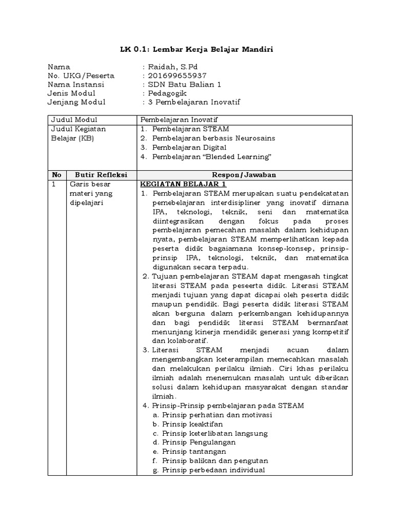LK 0.1 Modul 3 Pedagogik PPG 2023 | PDF