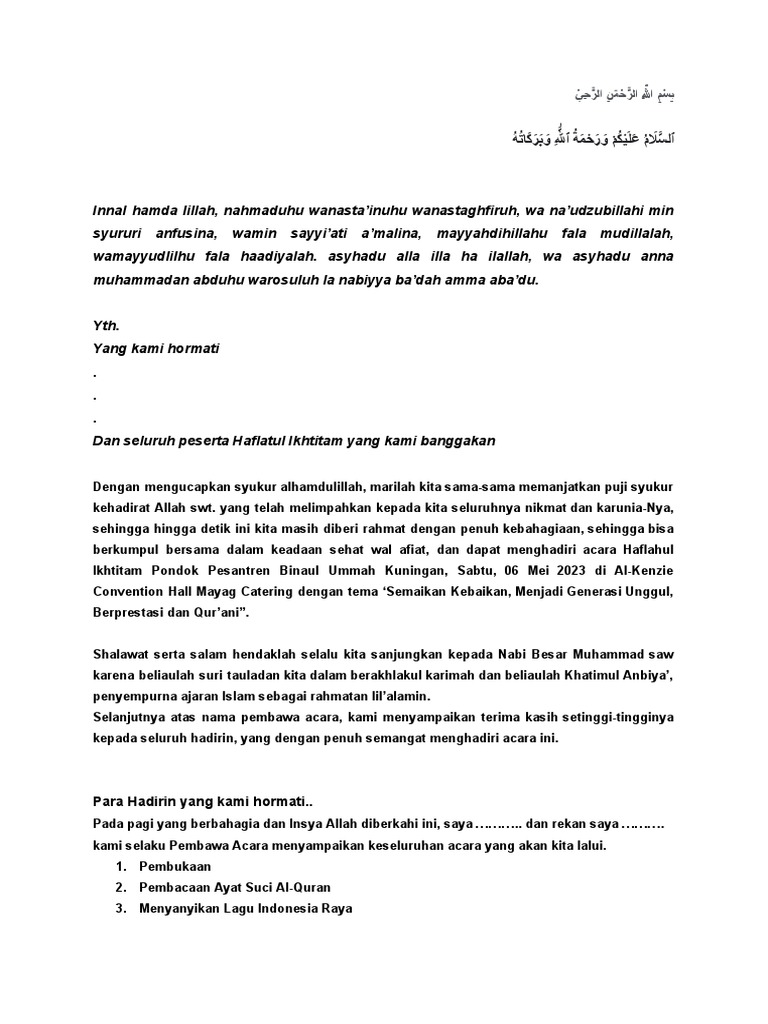 Teks MC Haflah | PDF