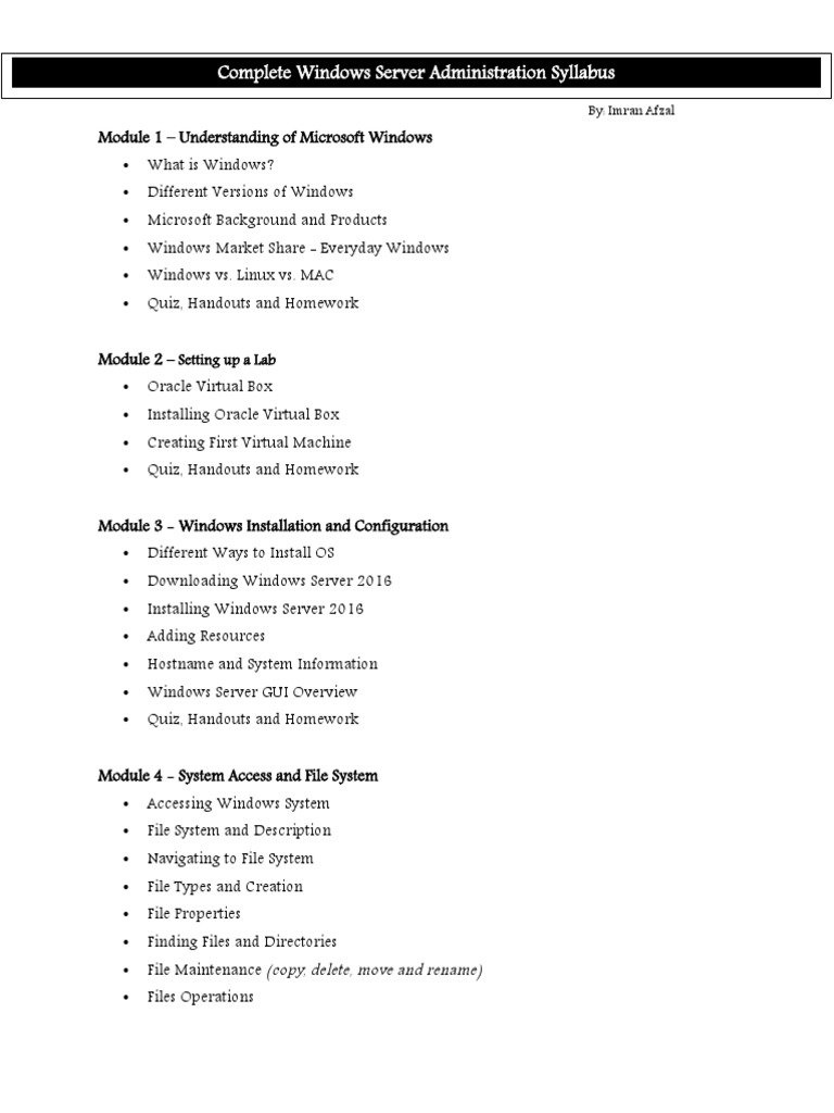 Windows Server Syllabus | PDF | Active Directory | Microsoft Windows