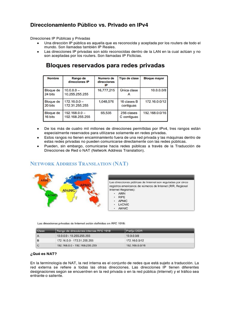 Tema 3 - Direccionamiento Publico Vs Privado en IPv4 | PDF | Enrutador (Computación) | Dirección IP