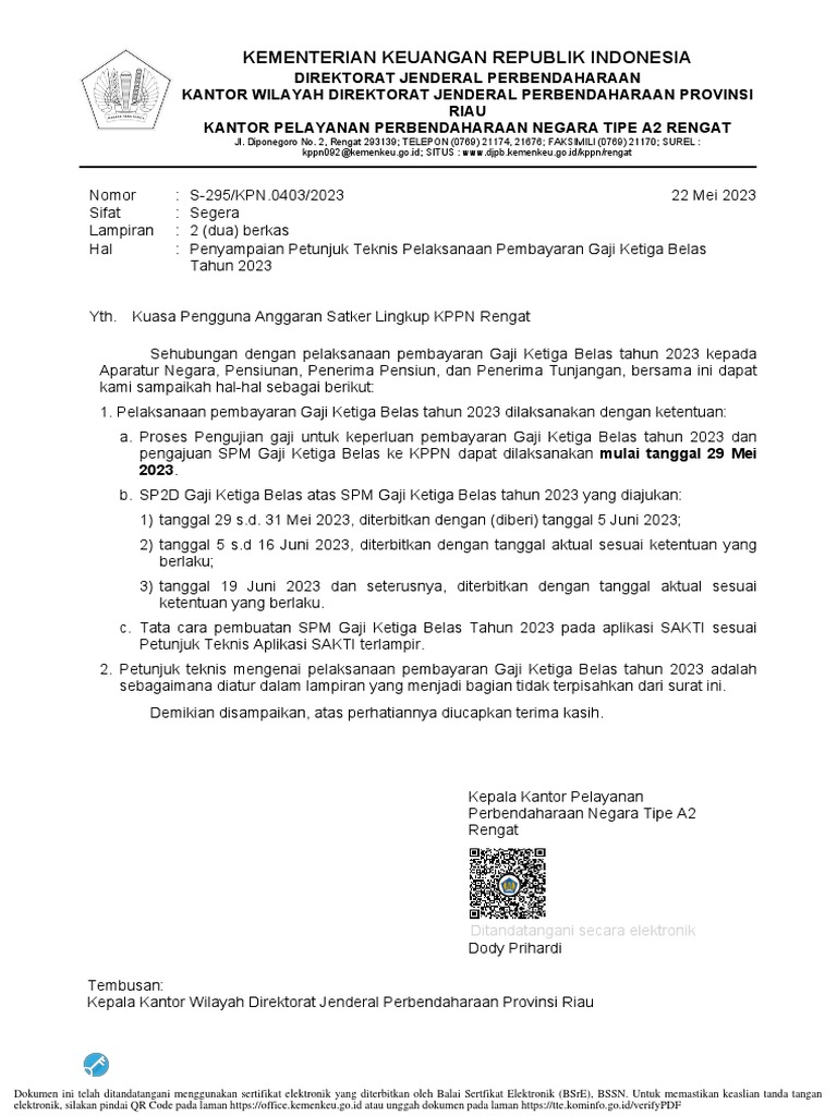 Petunjuk Teknis Pelaksanaan Pembayaran Gaji Ketiga Belas Tahun 2023. | PDF Petunjuk Teknis Pelaksanaan Pembayaran Gaji Ketiga Belas Tahun 2023. | PDF