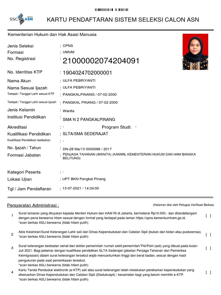 Kartu Daftar Ulfa | PDF