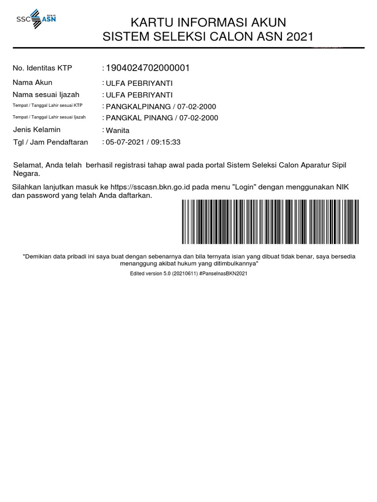 Kartu Akun Ulfa | PDF