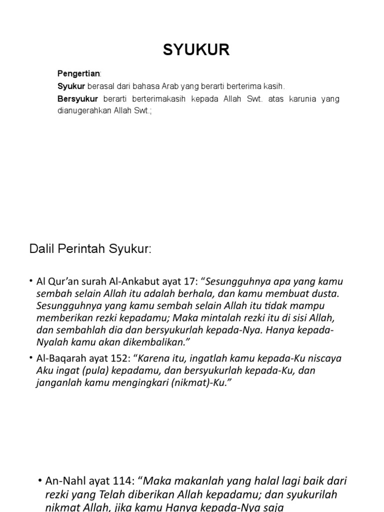 Syukur Penggunaan Dan Manfaat | PDF