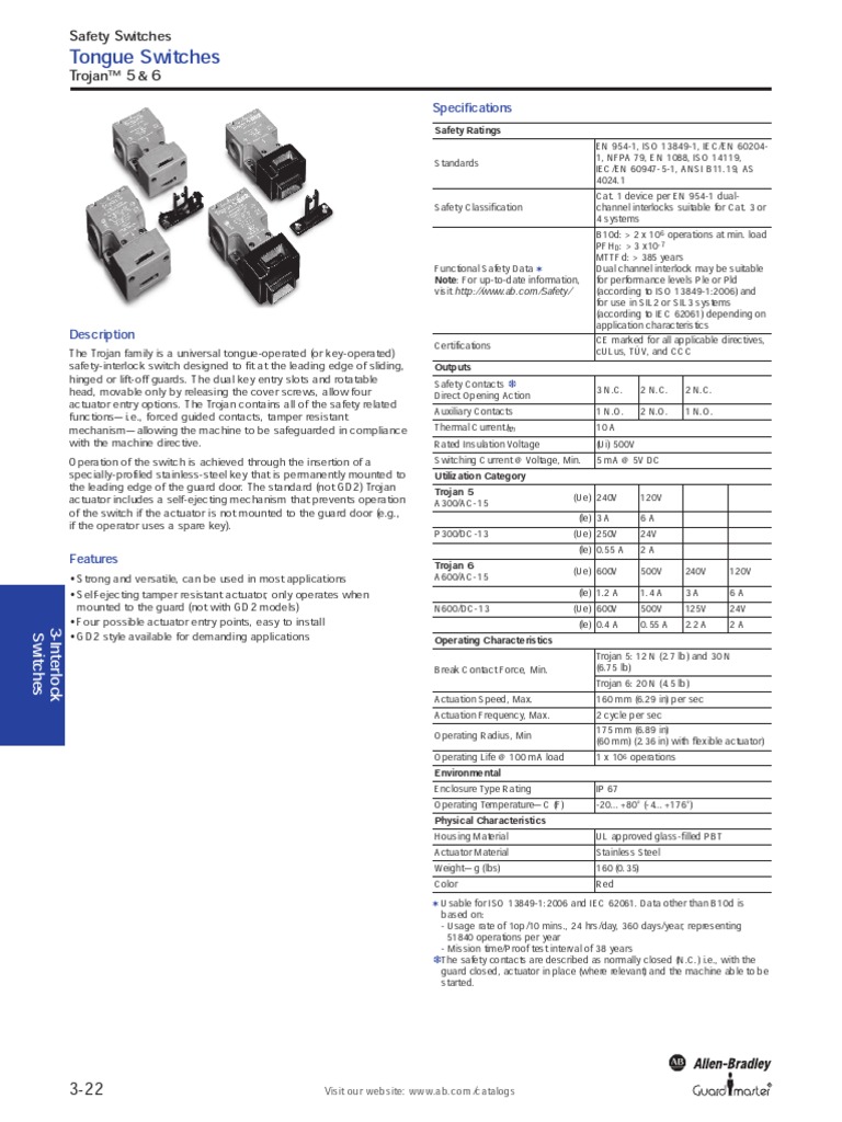 Allen Bradly Safty Interlock Switch | PDF | Switch | Relay