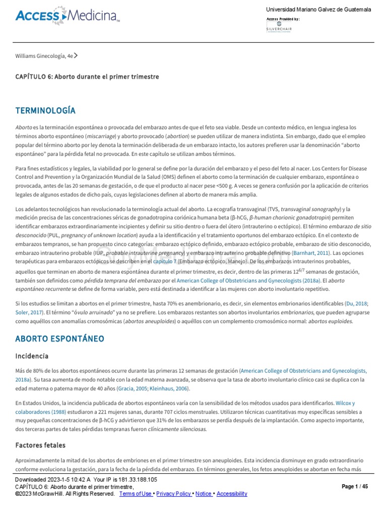 Williams Ginecología - 4 Edicion-265-294 | PDF | El embarazo | Aborto ...