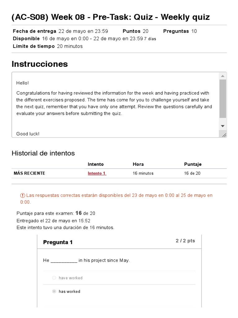English Grammar Quiz Week 08 | PDF