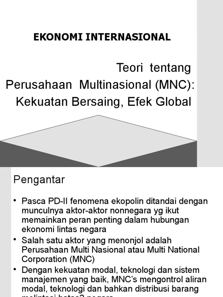 Teori Tentang Perusahaan Multinasional | PDF