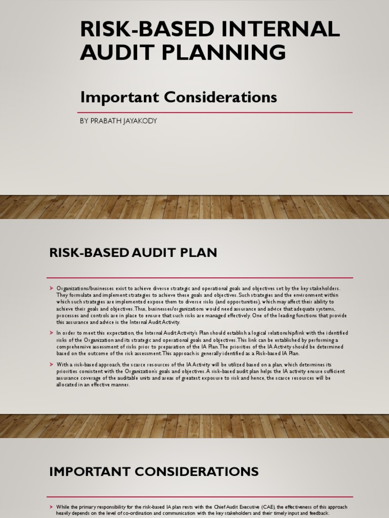 Risk-Based IA Planning - Important Considerations | PDF | Internal Audit | Audit
