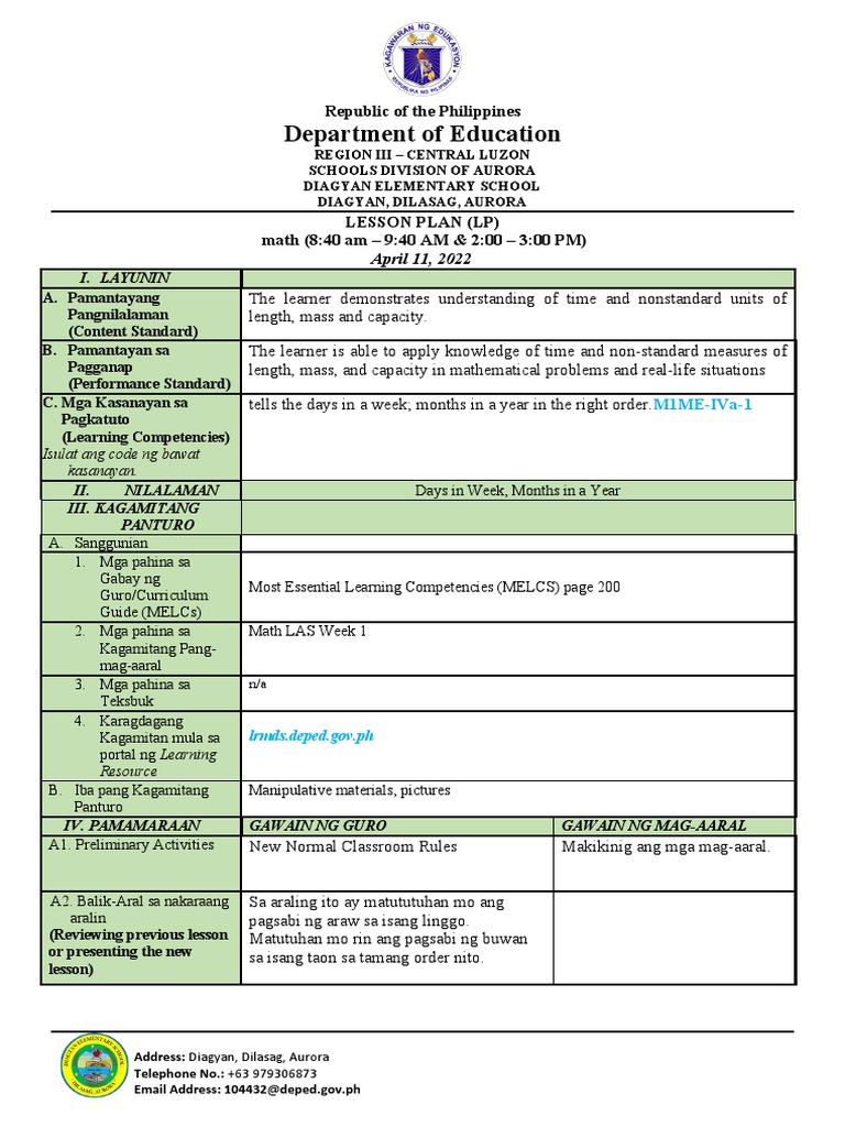 LP Math-Q4 Week 1 Day 1 | PDF