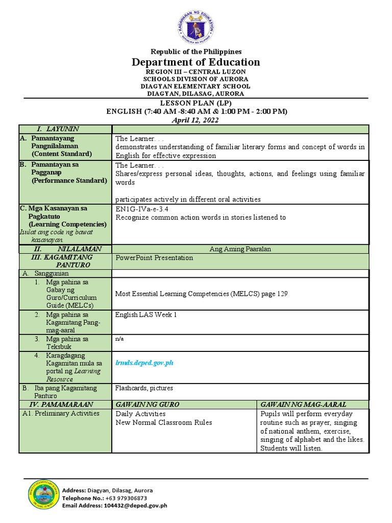 LP Eng-Q4 Week 1 Day 3 | PDF | Pedagogy | Communication