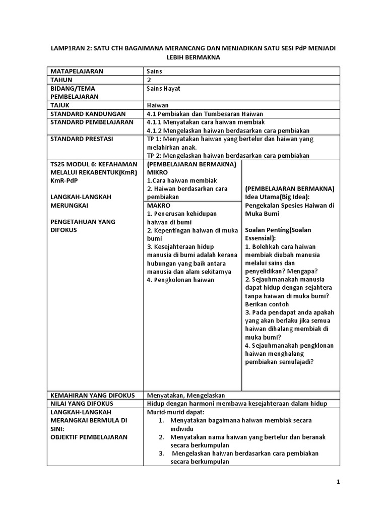 CTH Merancang Satu Sesi PDP | PDF