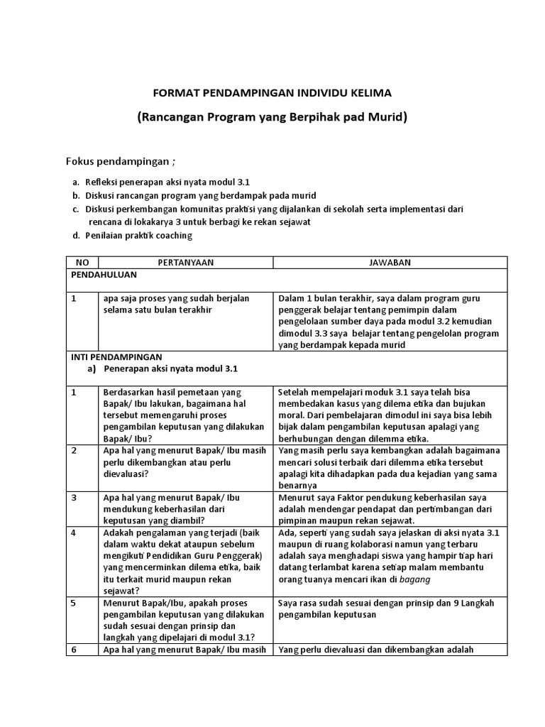 Format Pendampingan Individu (5) Edit | PDF | Bisnis