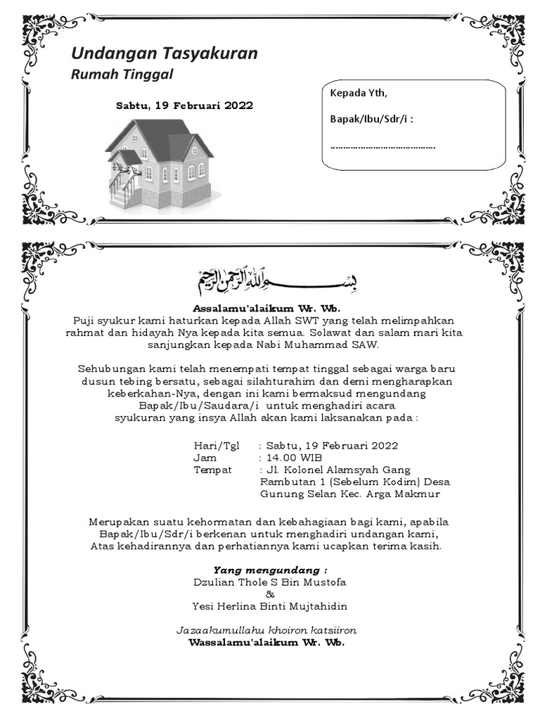 Undangan Selamatan Rumah | PDF