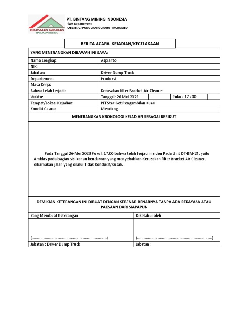 Berita Acara Insiden | PDF