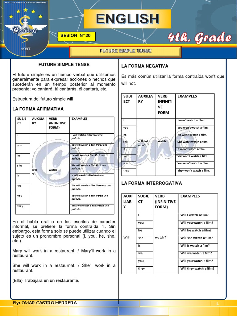 INGLES 4to Future Simple Tense | PDF | Grammar | Language Mechanics