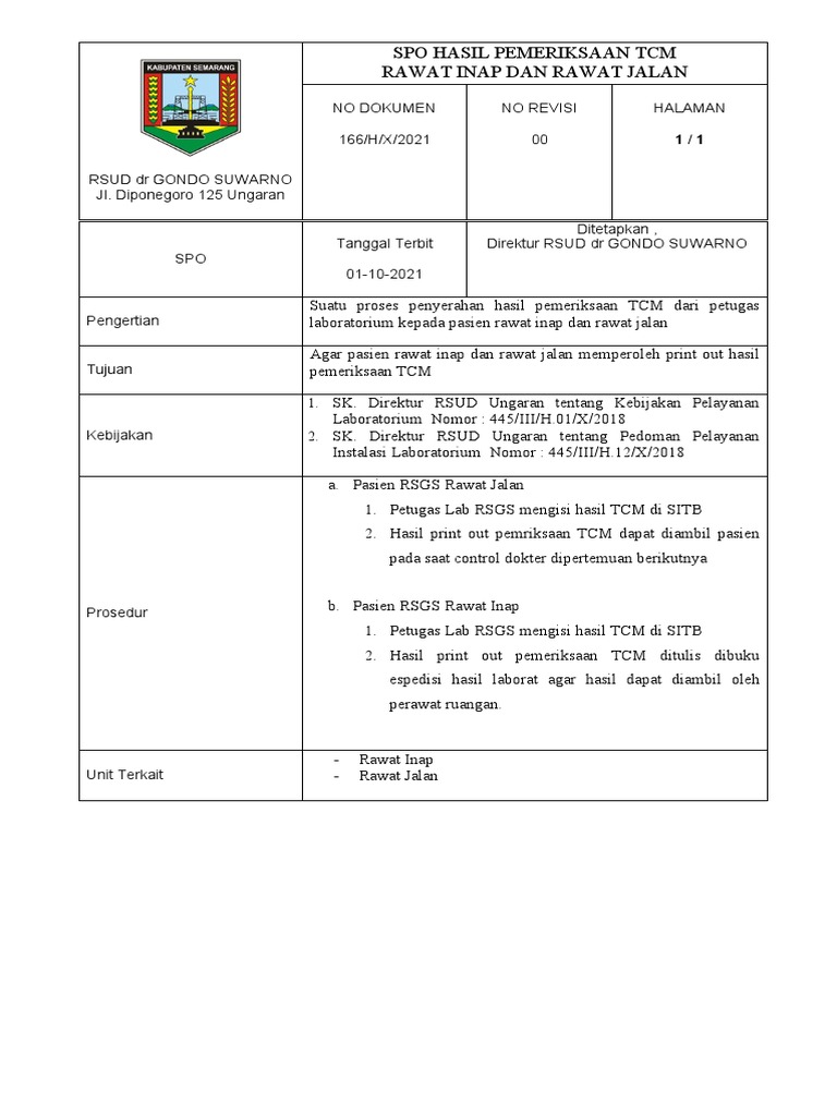 Sop Hasil TCM | PDF