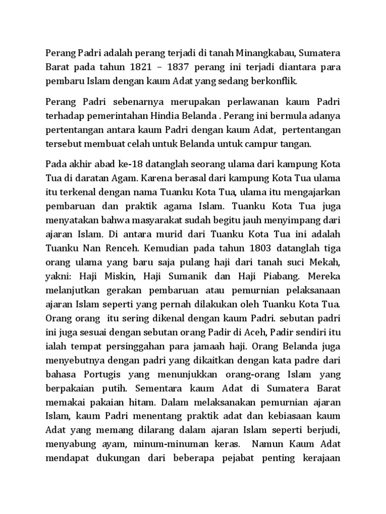 Perang Padri | PDF | Sejarah