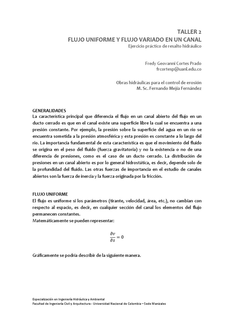 Flujo Uniforme y Flujo Variado | PDF | Canal | Fuerza