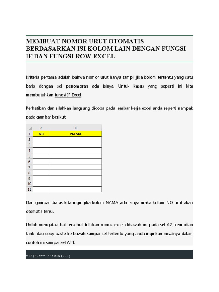 6 Rumus Excel Untuk Membuat Nomor Urut | PDF