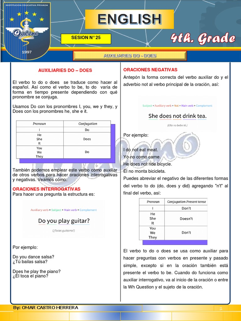 Ejercicios de Do y Does en Inglés | PDF | Verbo | Gramática
