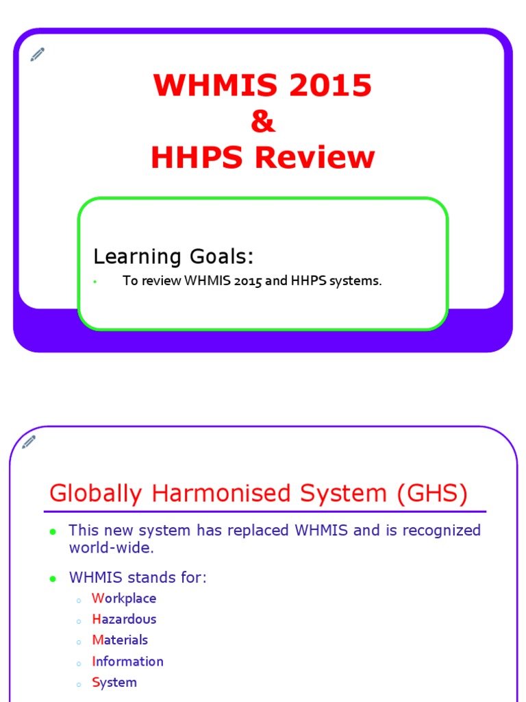 WHMIS-HHPS Review | PDF | Hazards | Working Conditions