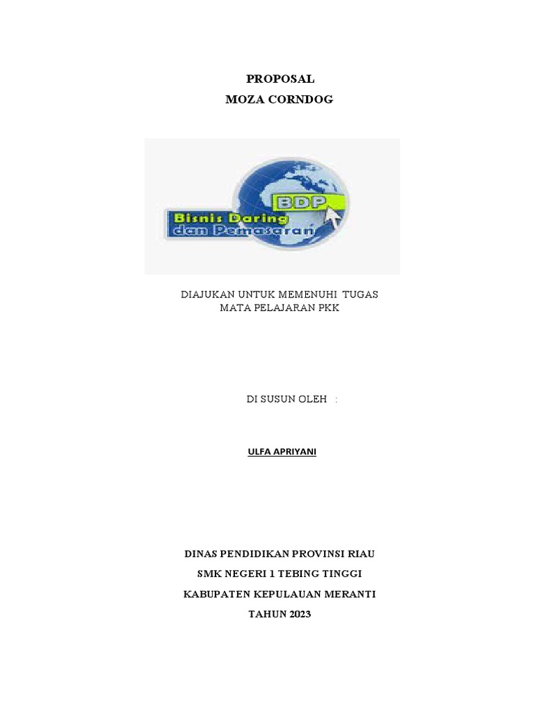 Proposal Usaha Moza Corndog 2023 | PDF | Karier & Perkembangan | Bisnis