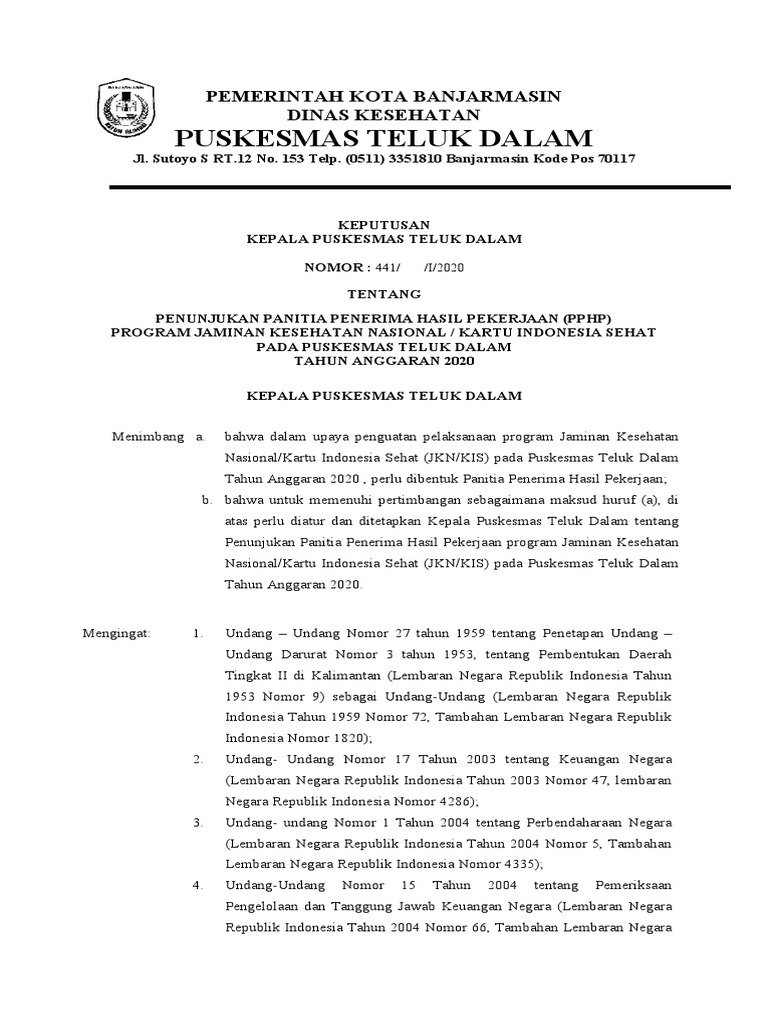 2 Contoh SK Panitia Penerima Hasil Pekerjaan PPHP | PDF