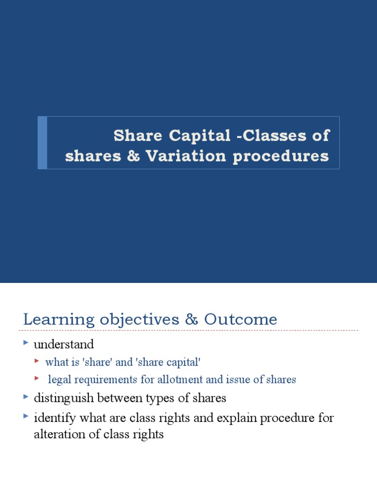 Share Capital - Classes of Shares Variation 2 | Download Free PDF ...