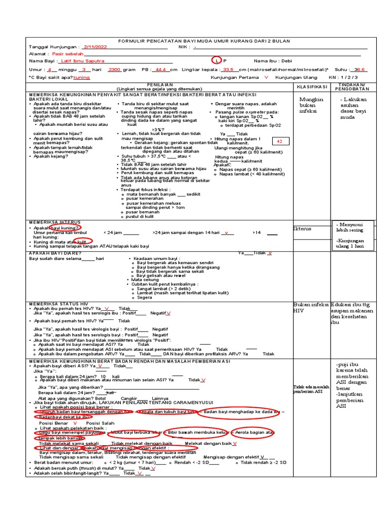 Formulir Pencatatan Bayi Muda - Latif 2022 | PDF