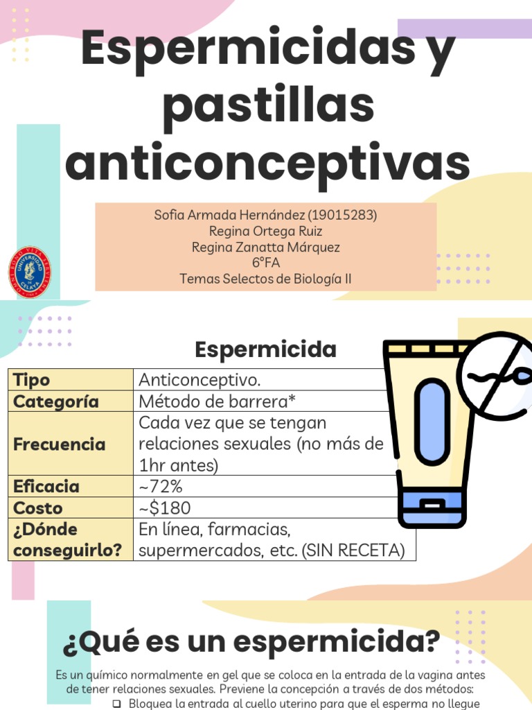 Espermicidas y Pastillas Anticonceptivas | PDF | Control de la ...