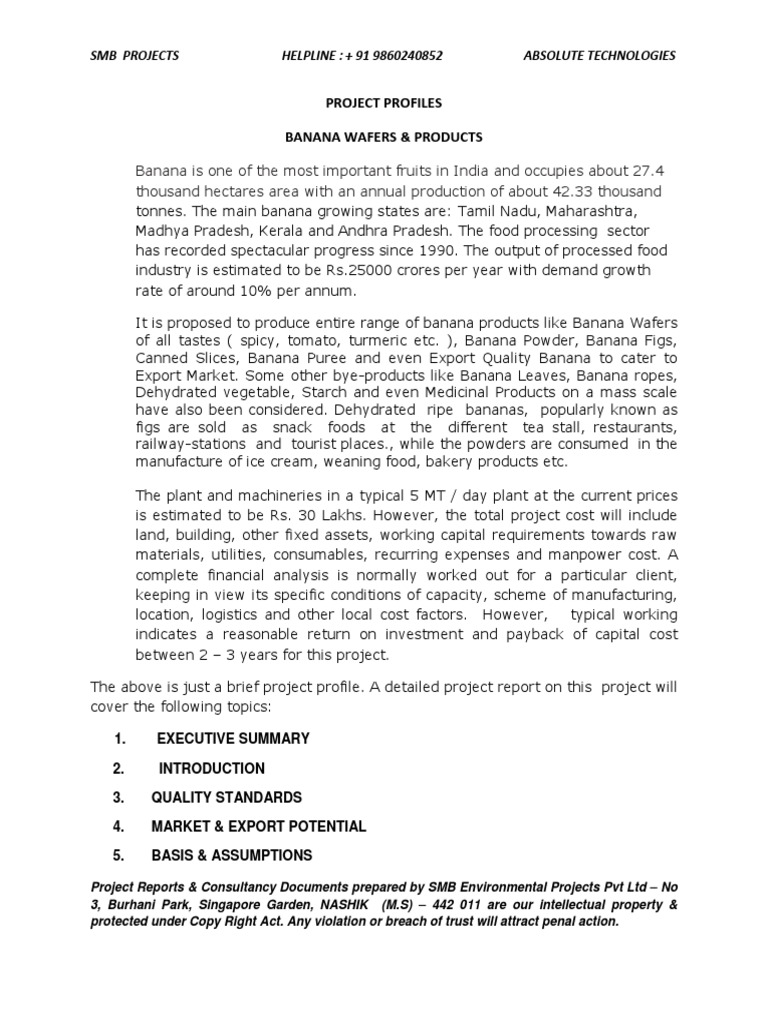 Project Profile-Banana Products | PDF | Banana | Economies
