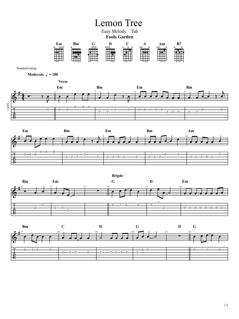 Lemon Tree Tab | PDF | Songs