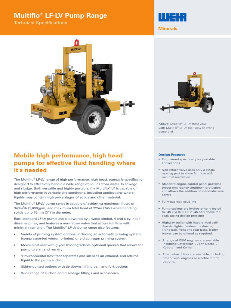 wmd1032 Multiflo LF LV Pump Range Spec Sheet | PDF | Pump | Valve
