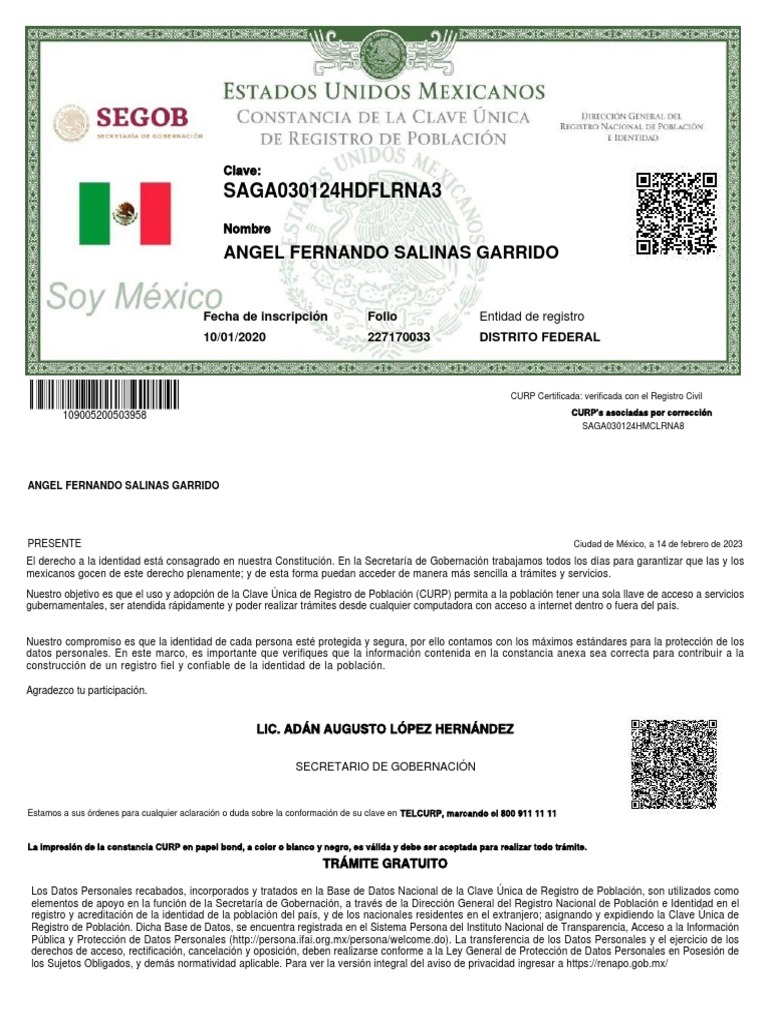 Curp Angel | PDF | Privacidad de la información | Justicia