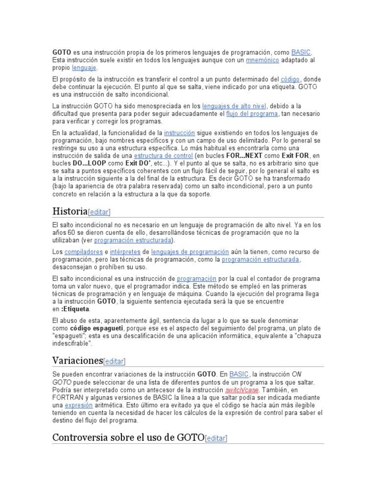Documento Goto | PDF