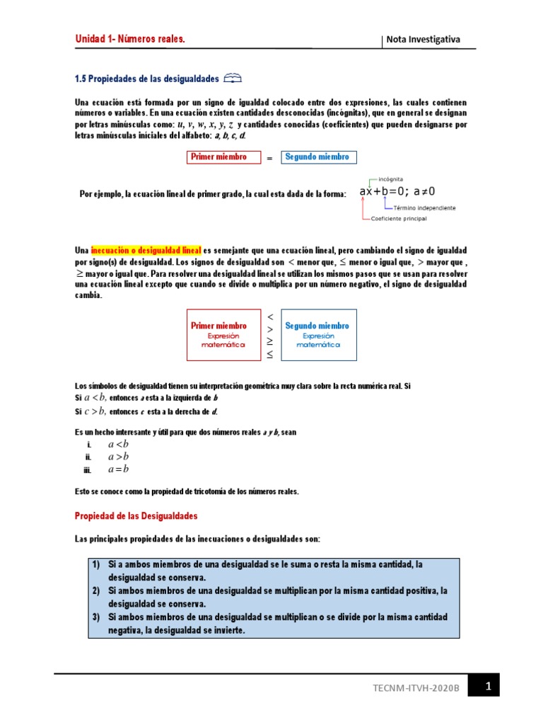 1.5 Propiedad de Las Desigualdades | PDF | Ecuaciones | Desigualdad ...
