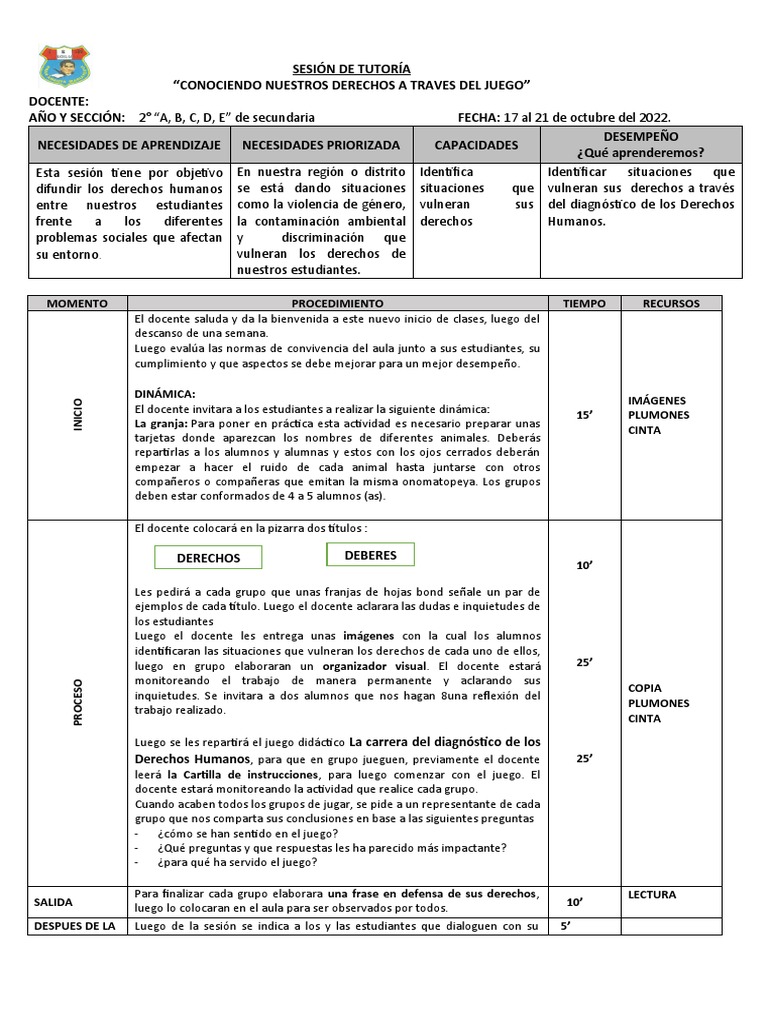 Sesion - Los Derechos Humanos | PDF | Aprendizaje | Cognición