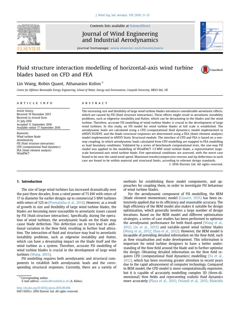 CFD and FEA Modeling of Wind Turbine Blades | PDF | Airfoil | Computational Fluid Dynamics