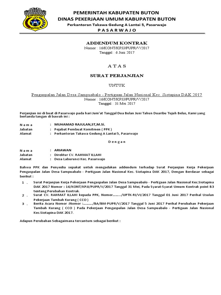 Addendum & Surat Cco | PDF | Teknologi & Rekayasa