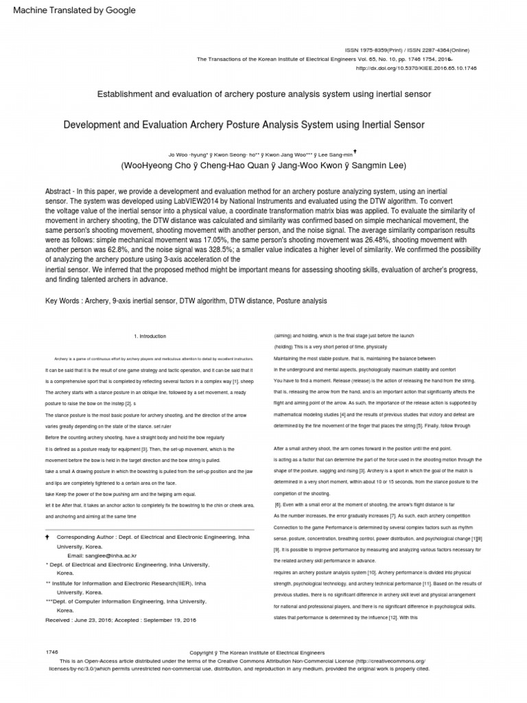 Development and Evaluation Archery Posture Analysis System Using Inertial Sensor | PDF ...