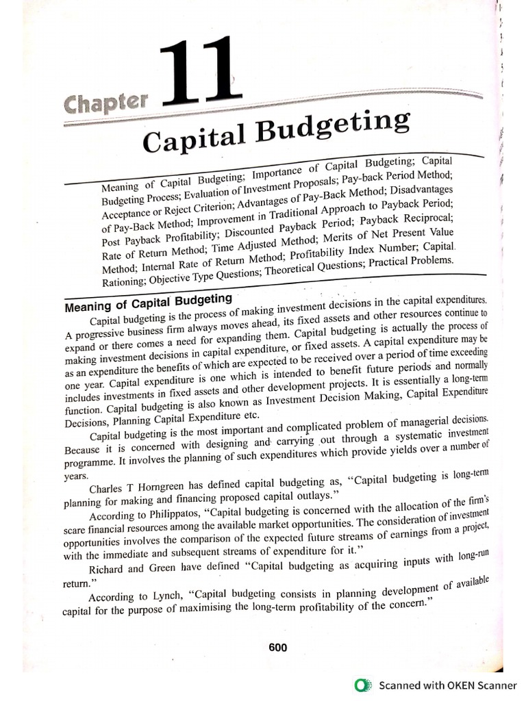 Capital Budgeting Notes | PDF