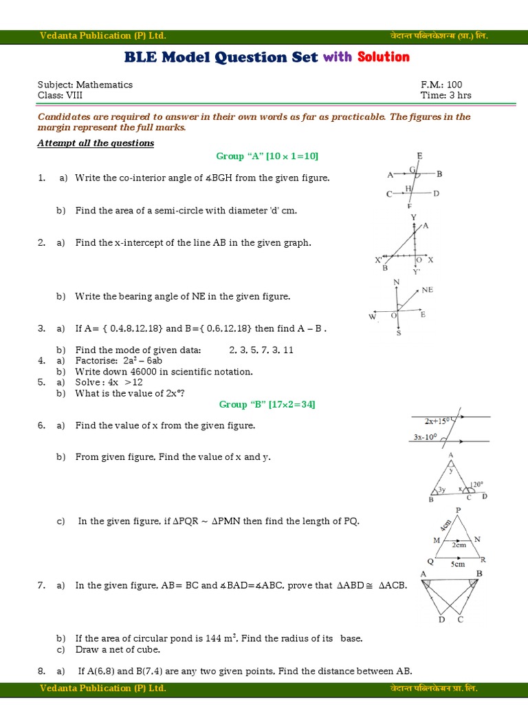 Ble Model Questions With Solution 20220326095807 | PDF | Geometry ...